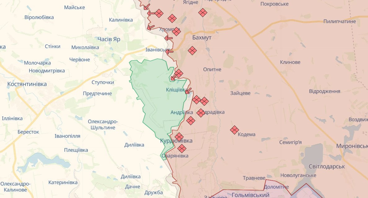 Бахмутський напрямок: окупанти поновили атаки на Кліщіївку